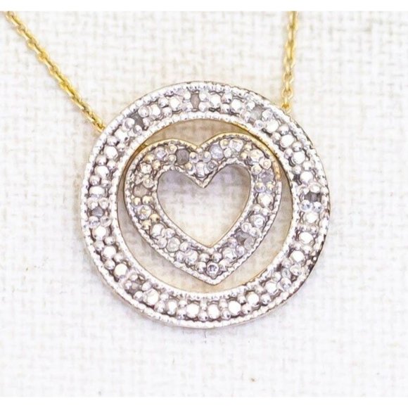 Jewelry | Vintage Sterling Silver Lady Heart Diamond Circle Necklace 18 ...